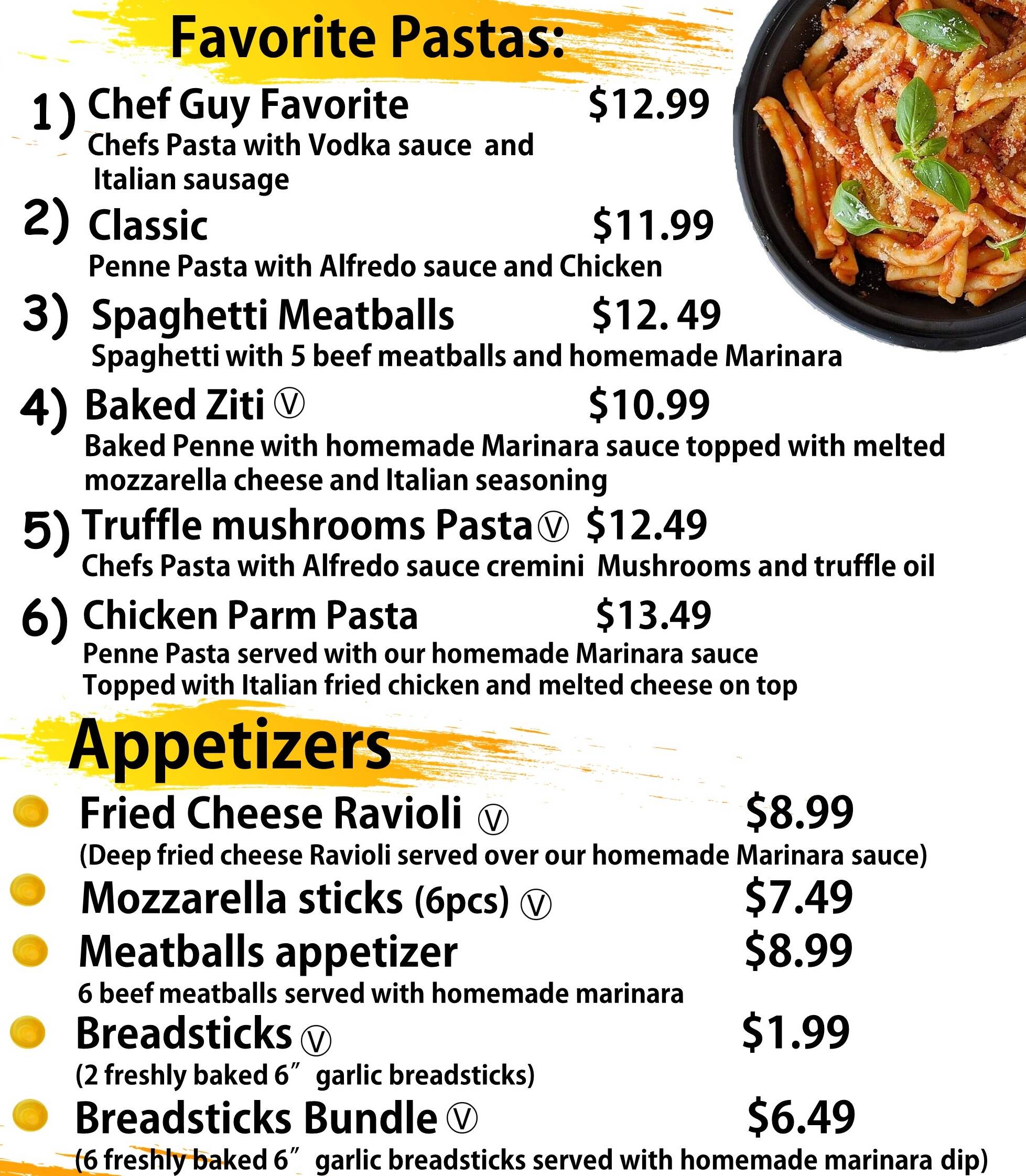 Italian Menu - Trinity | Pasta di Guy